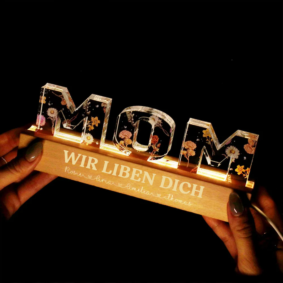 Personalisertes MAMA-Nachtlicht mit Geburtsblumen für Mama und Oma ...